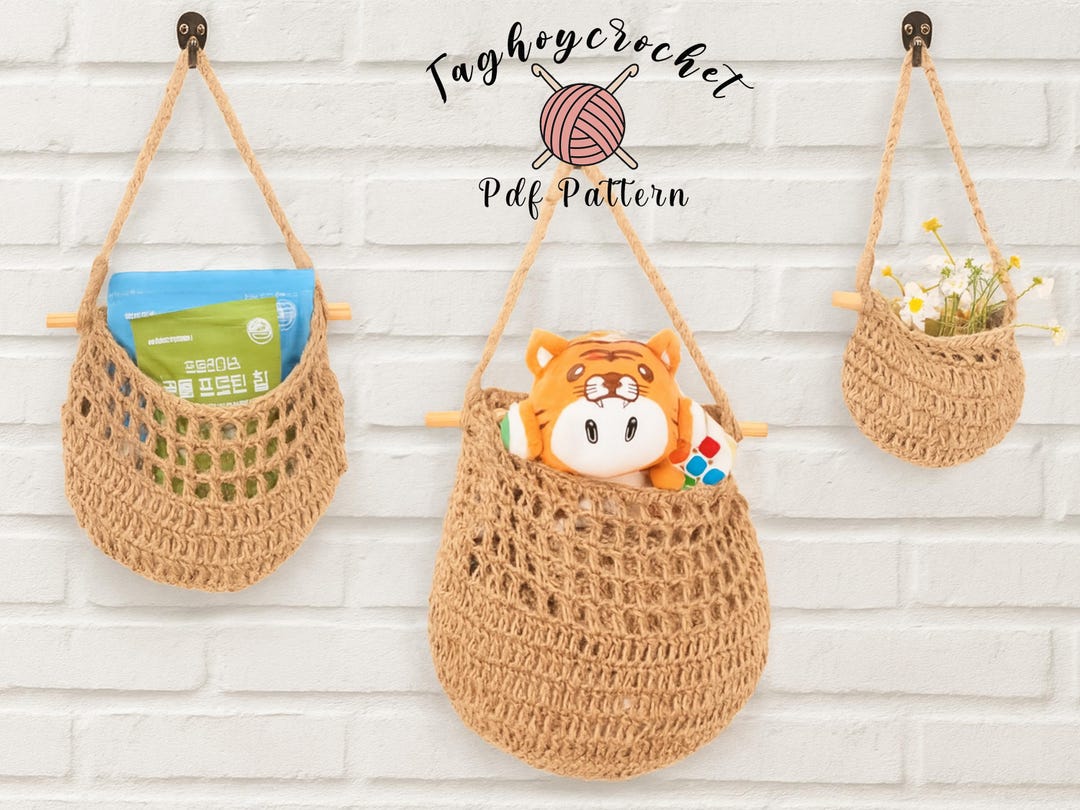 Crochet Pattern PDF – 3 Tier Hanging Fruit Basket, Boho Wall Storage ...