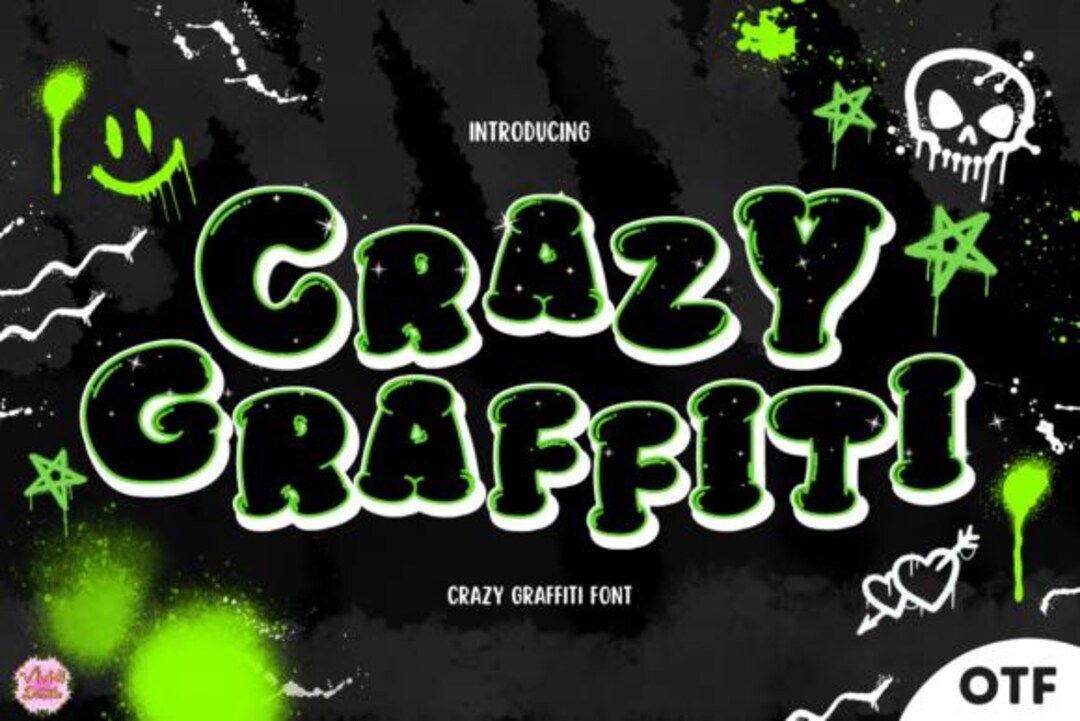 The Crazy Graffiti Letters Are Green in Color, 71 Letters PNG File ...