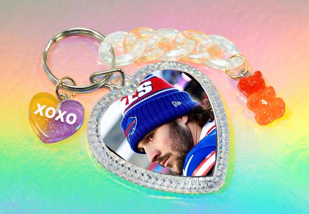 Buffalo Bills Josh Allen Football Player Keychain With Charms & Double ...