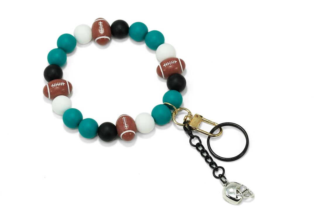 Football Team Keychain Car Key Ring Wristlet With Charm – Silicone ...