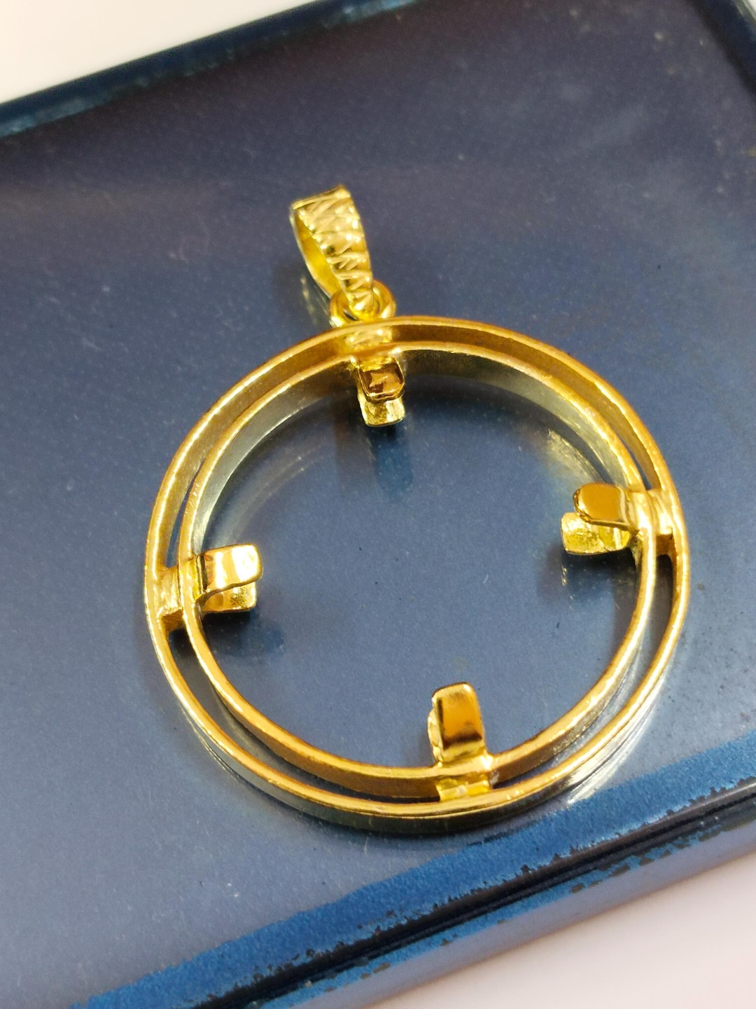 925 Solid Sterling Silver Round Pendant Blank Bezel Holder Coin ...