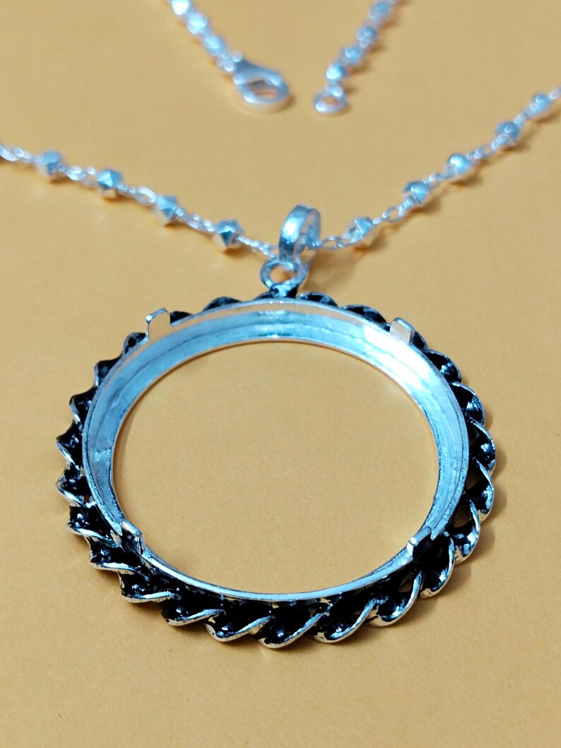 Handmade Sterling Silver Coin Bezel Pendant With Chain - Etsy