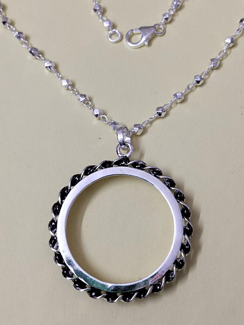 Handmade Sterling Silver Coin Bezel Pendant With Chain - Etsy