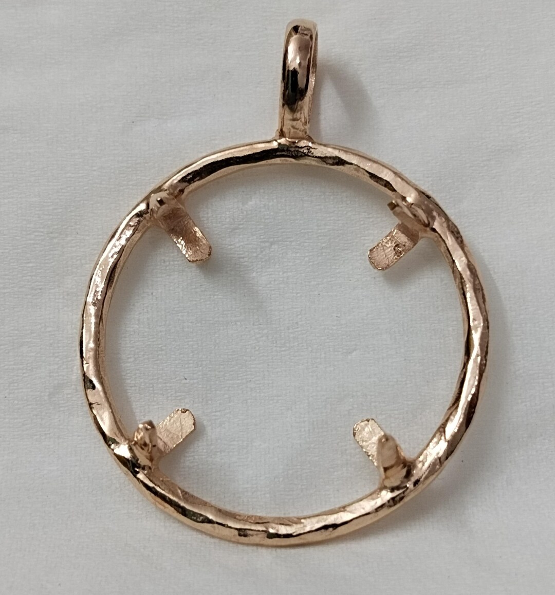 Hammered Sterling Silver Coin Bezel Connector: Handmade Pendant - Etsy