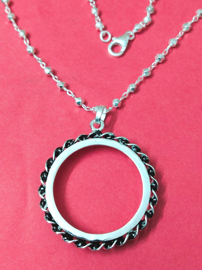 Handmade Sterling Silver Coin Bezel Pendant With Chain - Etsy