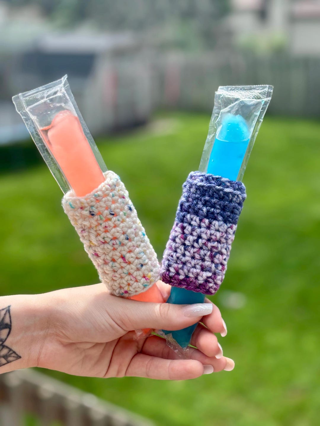 Crochet Freezy Pop Holder (2 Pack)- Reusable Ice Pop Sleeve- Kids ...