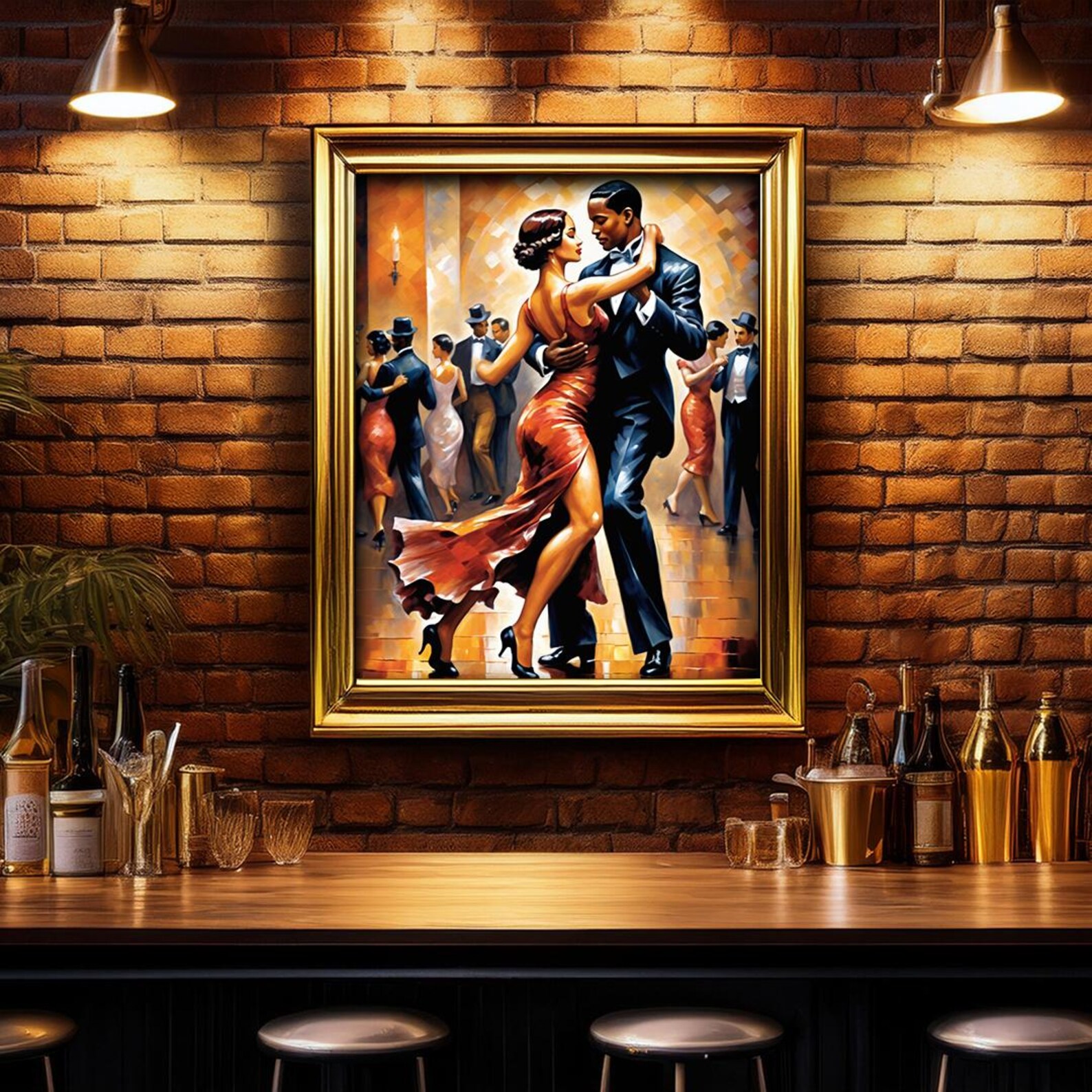Tango Dance Wall Art – Romantic Couple Oil Painting – Elegant Dance ...