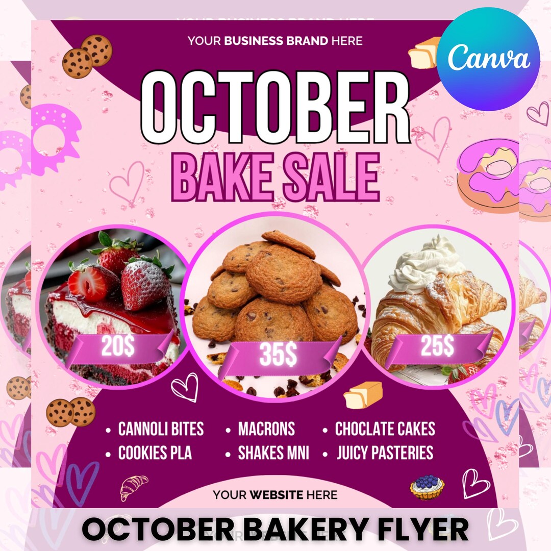 October Bake Sale Flyer, Bakery Flyer, Sweet Treats Flyer, Bake Shop ...