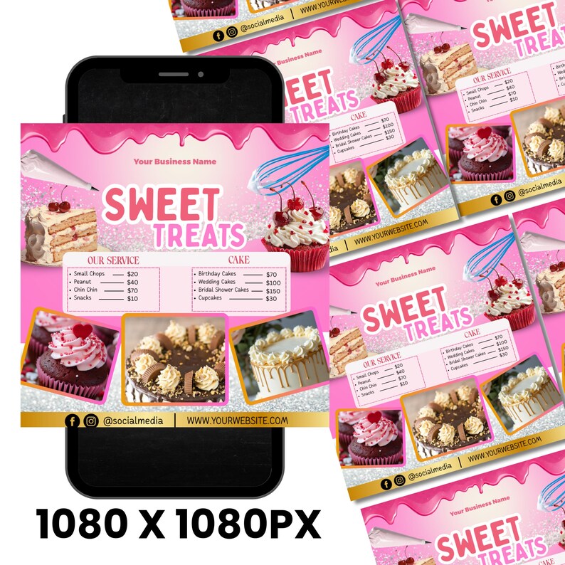 Bakery Flyer, Sweet Treats Flyer, Bake Sale Flyer, Dessert Flyer, Bake ...