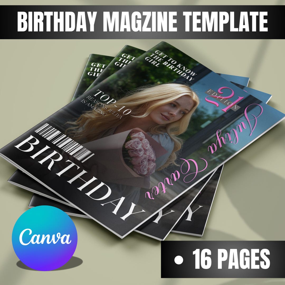 Birthday Magazine Template, Personalized Birthday Magazine, Birthday ...
