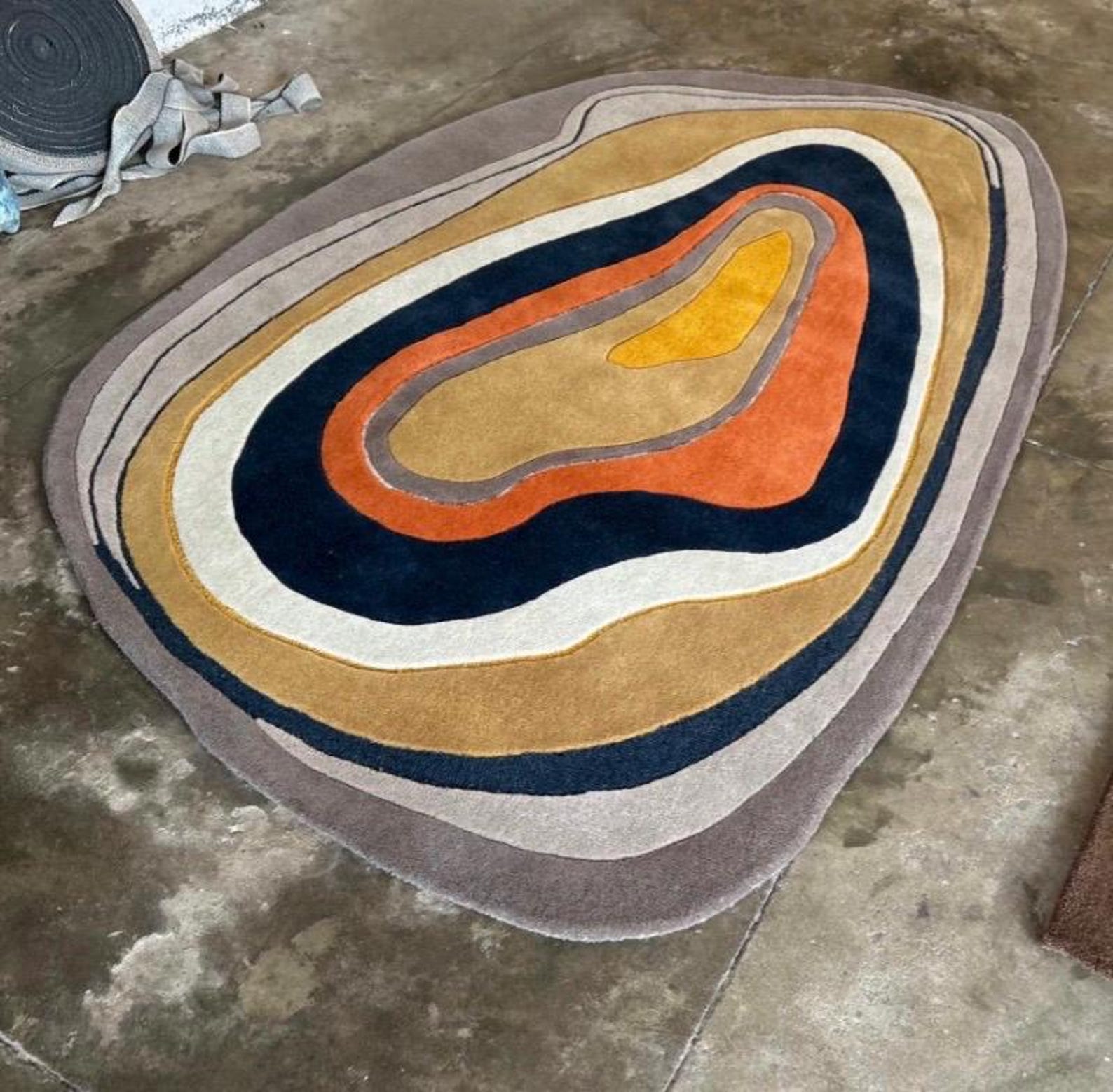 Modern Abstract Hand Tufted Wool Rug – Multicolor Earth Tone Organic ...