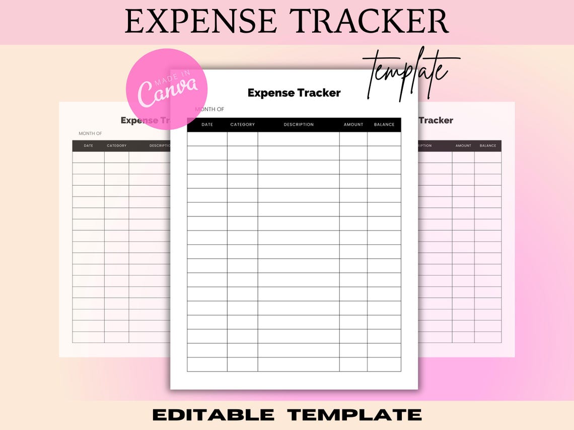 Editable Expense Tracker Template: Printable Canva Template (PDF, PNG ...