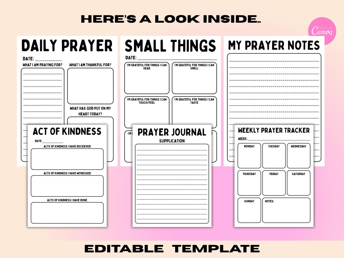Printable Prayer Journal Canva Template (digital Download) - Etsy