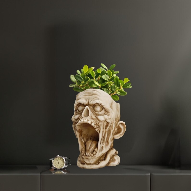 3D Printed Skull Planter | Gothic Horror Home Decor | Unique Halloween ...