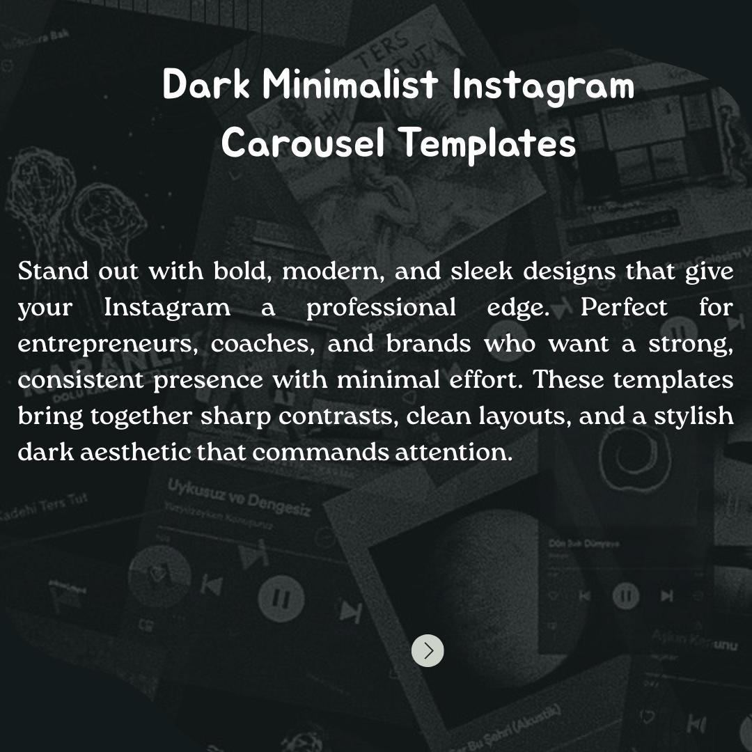 Dark Minimalist Instagram Carousel Templates: Canva Editable (digital ...