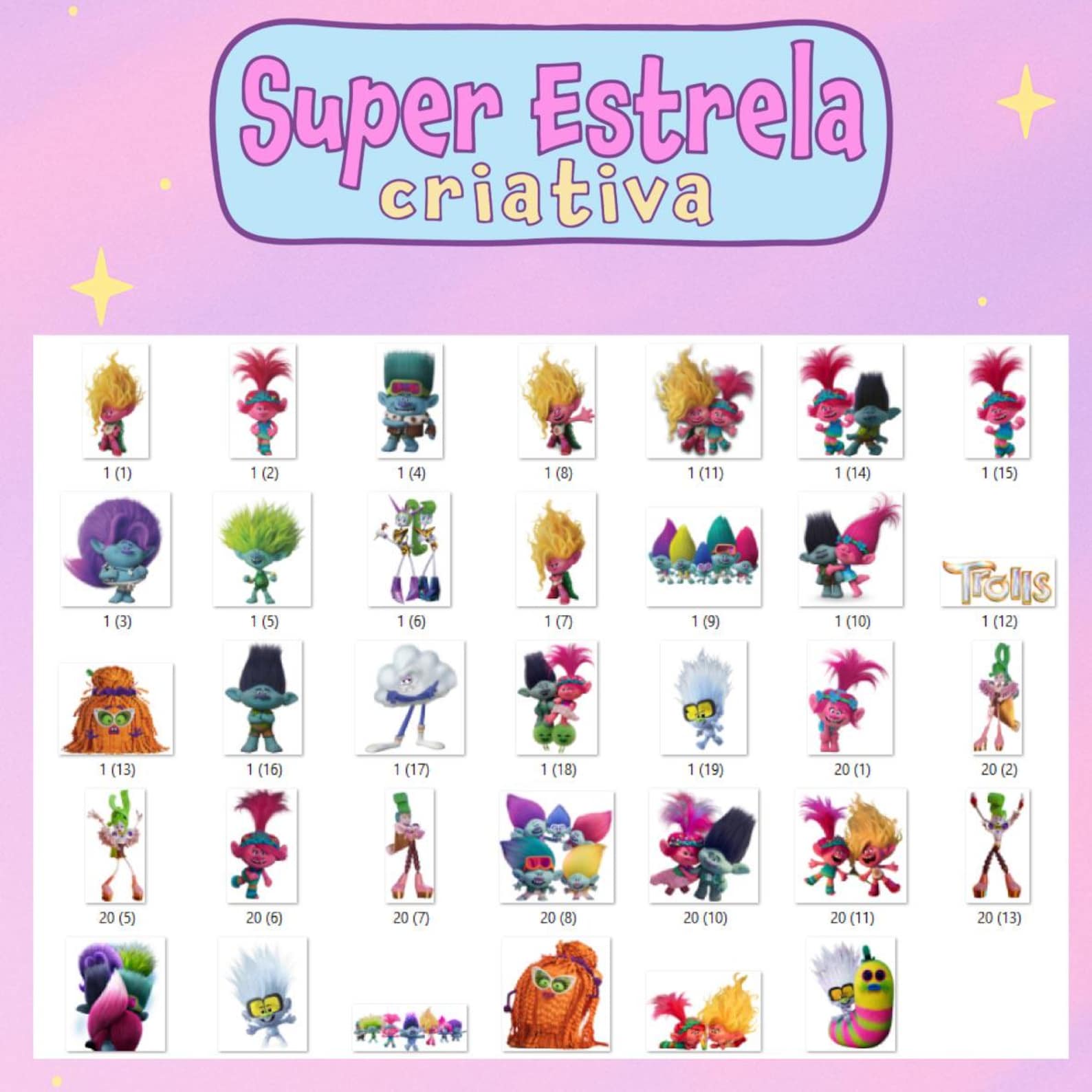 Trolls Digital Kit – 100 PNG Clipart + 80 JPG Papers – Printable Trolls ...