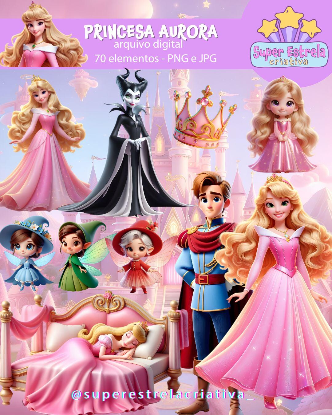 Sleeping Beauty Digital Clipart Bundle | 70 PNG & JPG Files | Instant ...