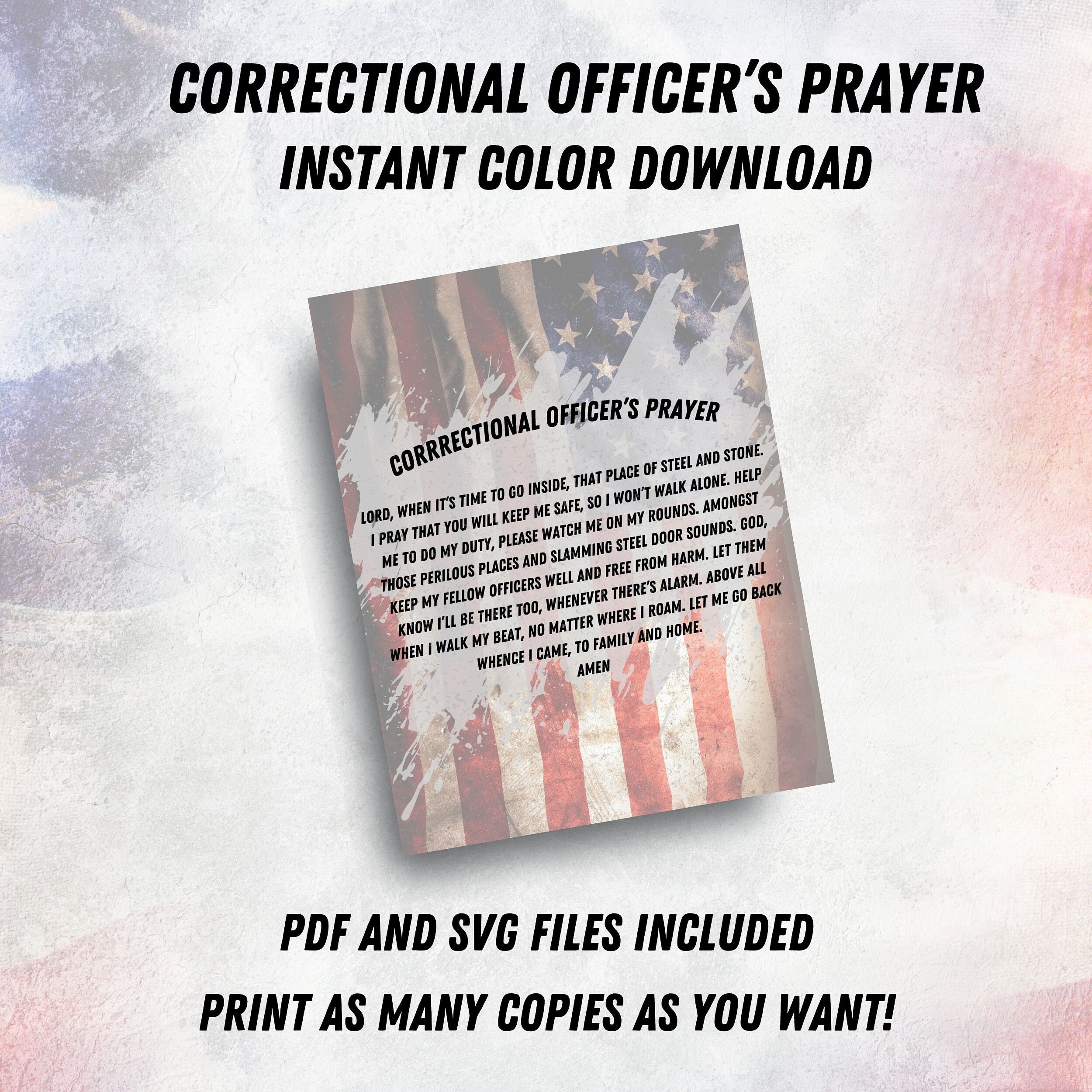 Correctional Officers Prayer Instant Download, PDF SVG Corrections ...