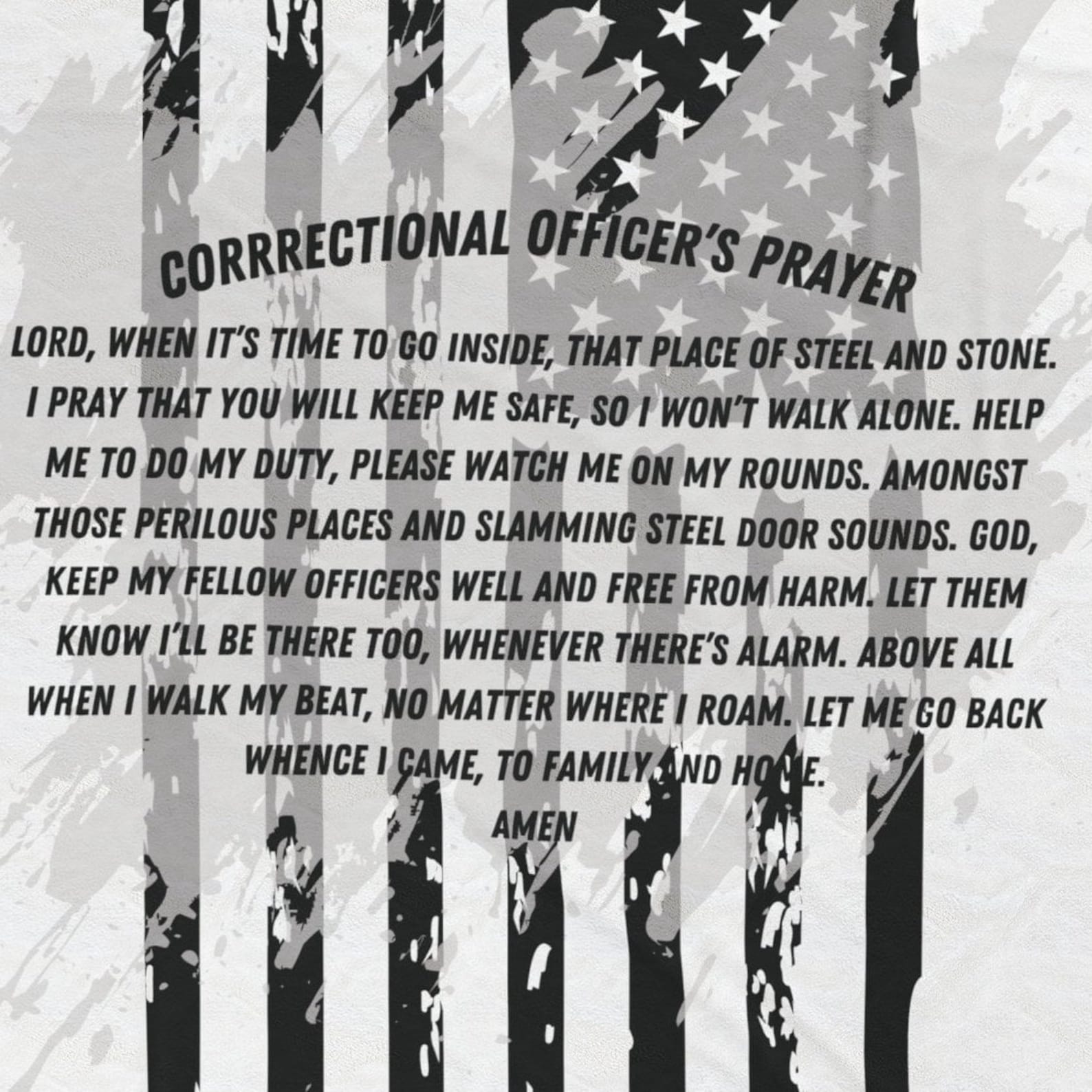 Correctional Officers Prayer Plush Minky Blanket Academy Graduation ...