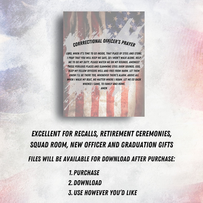 Correctional Officers Prayer Instant Download, PDF SVG Corrections ...