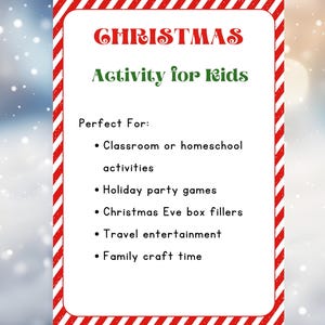 Christmas Activities Holiday Worksheets for Kids Children Instant ...