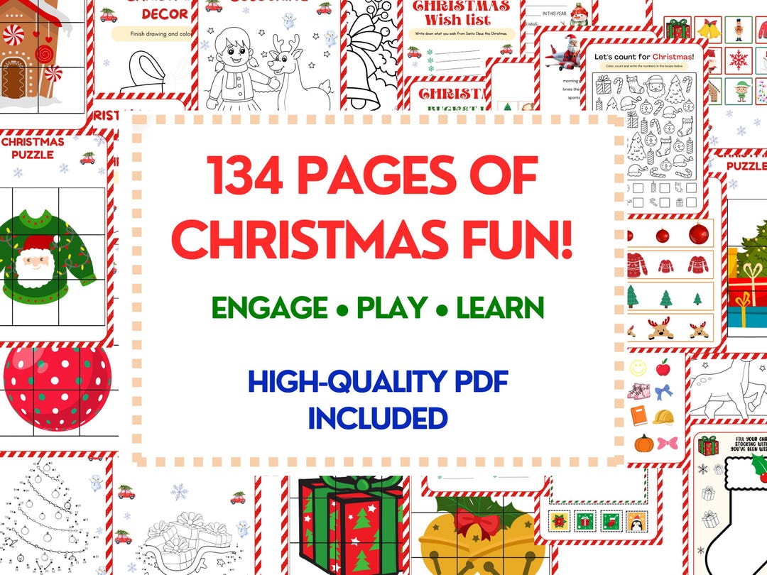 Christmas Activity Bundle 134 Printable Pages for All Ages Coloring ...