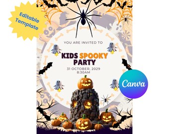 Editable Halloween Party Invitation Template: Canva Flyer (5x7 In) - Etsy