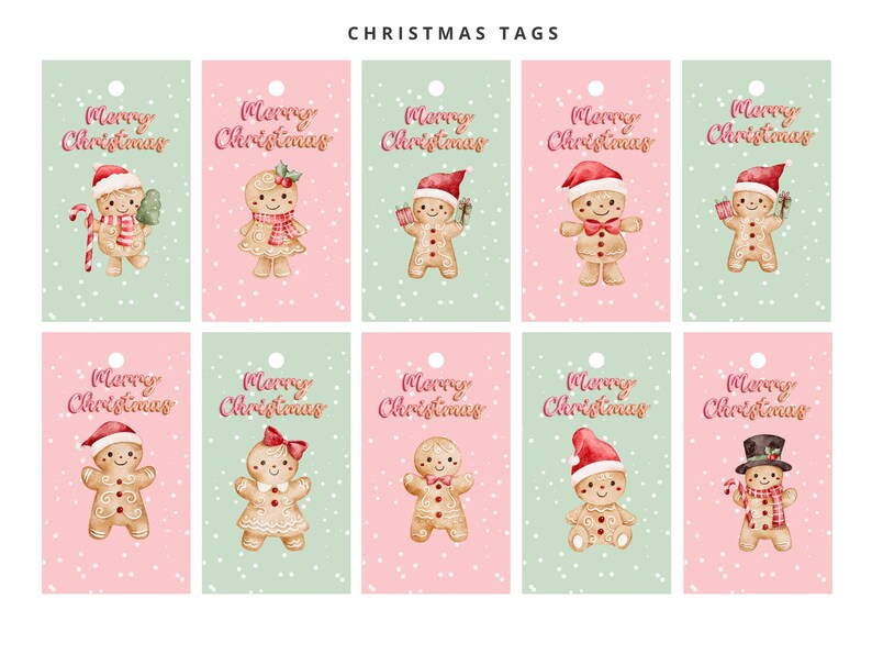 Printable Gingerbread Christmas Gift Tags | Instant Download Merry ...