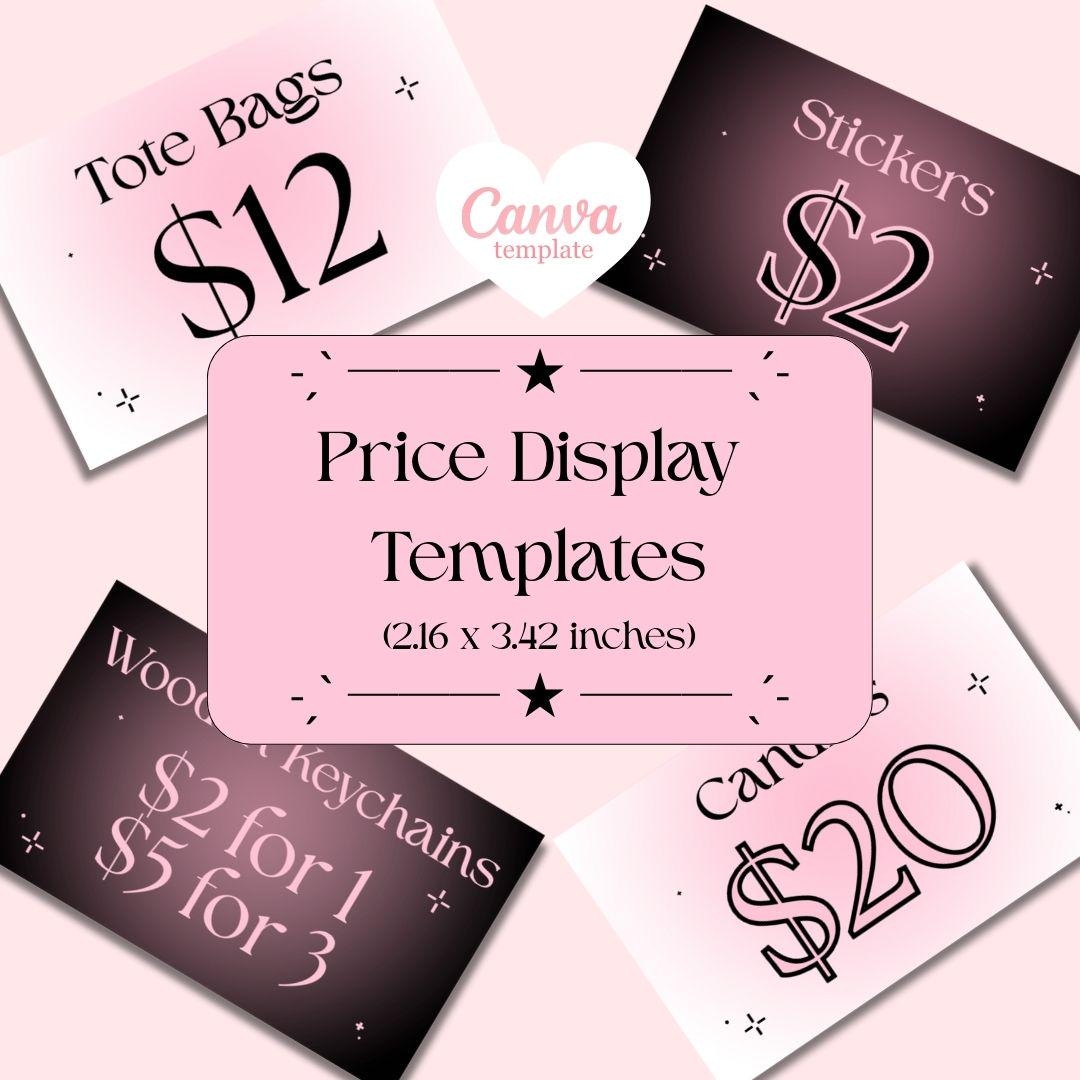 Editable Price Card Canva Template Farmers Market Black Pink Price ...