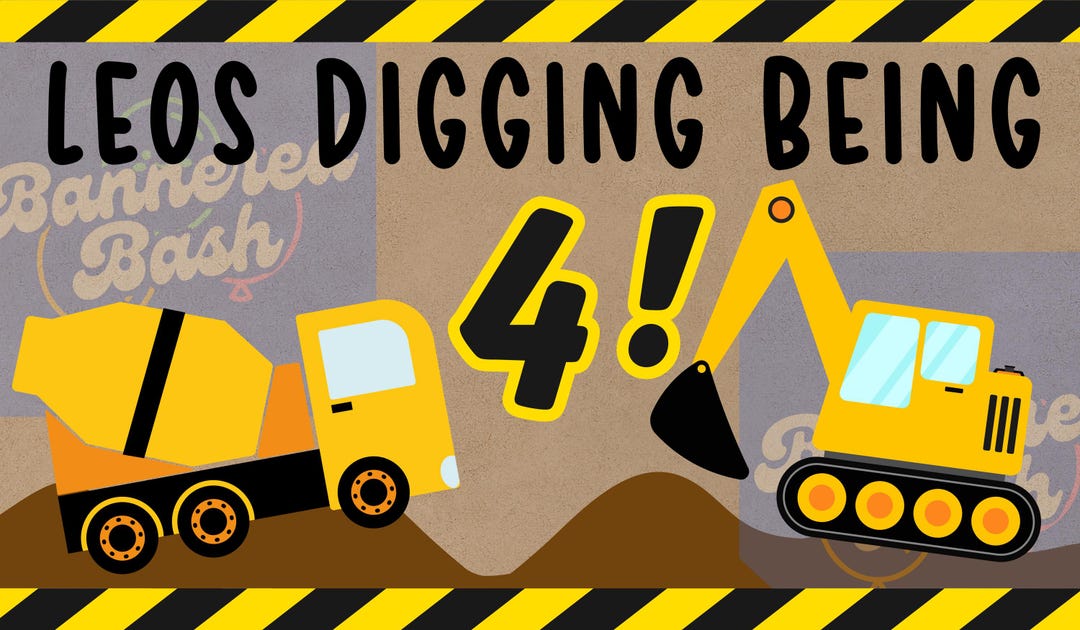 Construction Themed Banner Design | Digital Download | Kids Birthday ...