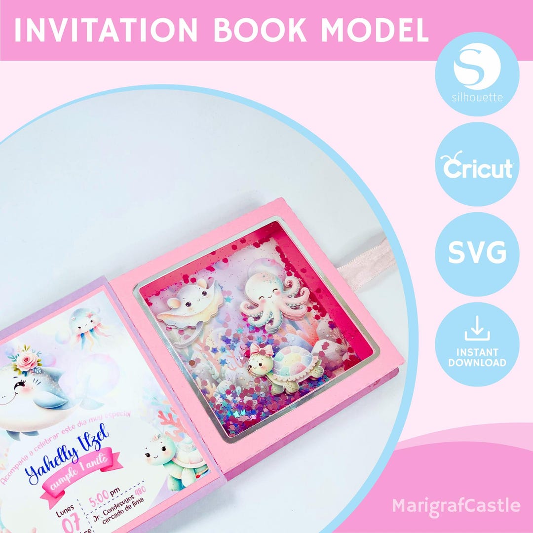 Shaker Book Invitation Template, Seabed Design (digital File) - Etsy