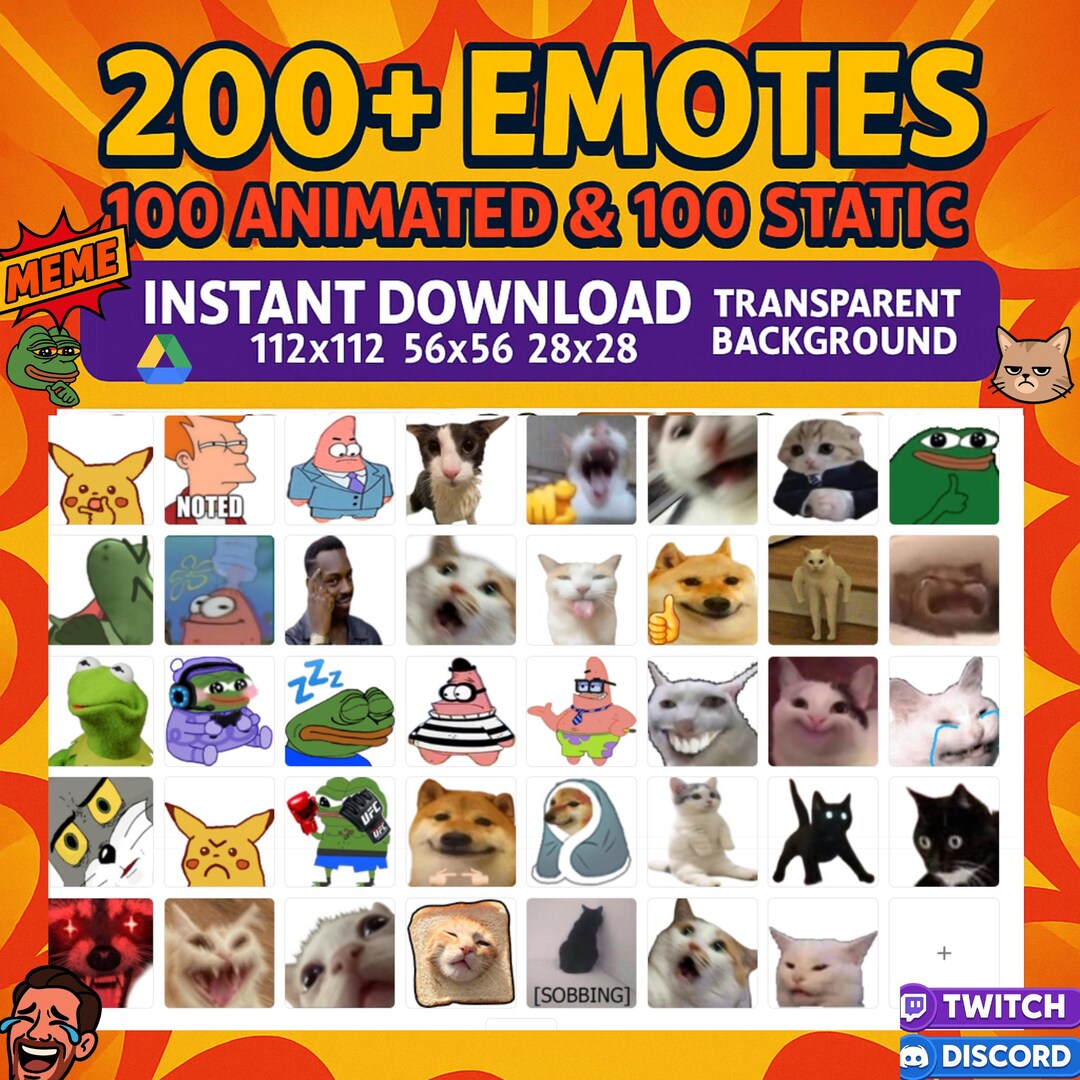 200+ Meme Emotes Pack – 100 Animated GIF + 100 Static PNG for Twitch ...