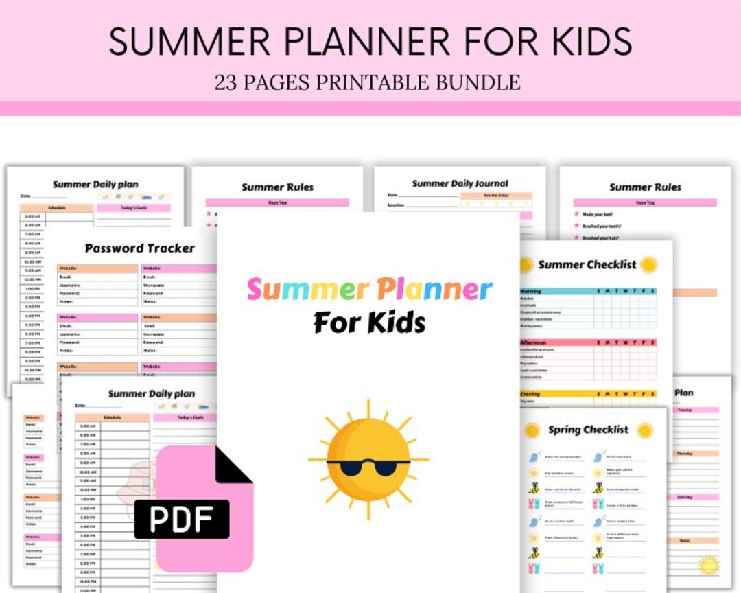 Summer Planner for Kids Printable, Daily Summer Routine Chart, Kids ...