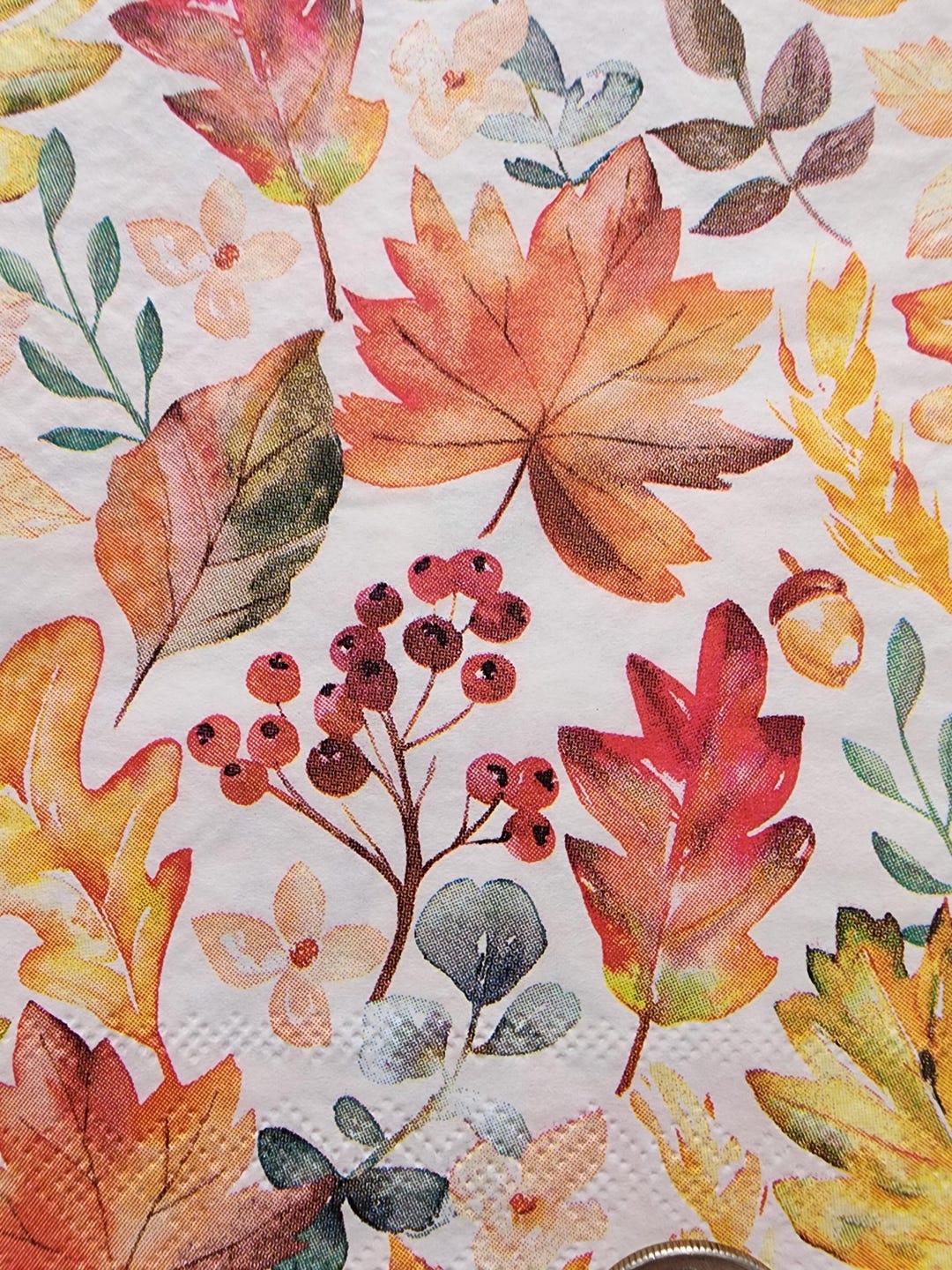 Set of 3 Fall Leaves Designer Paper Napkins, Craft Paper, Decoupage ...