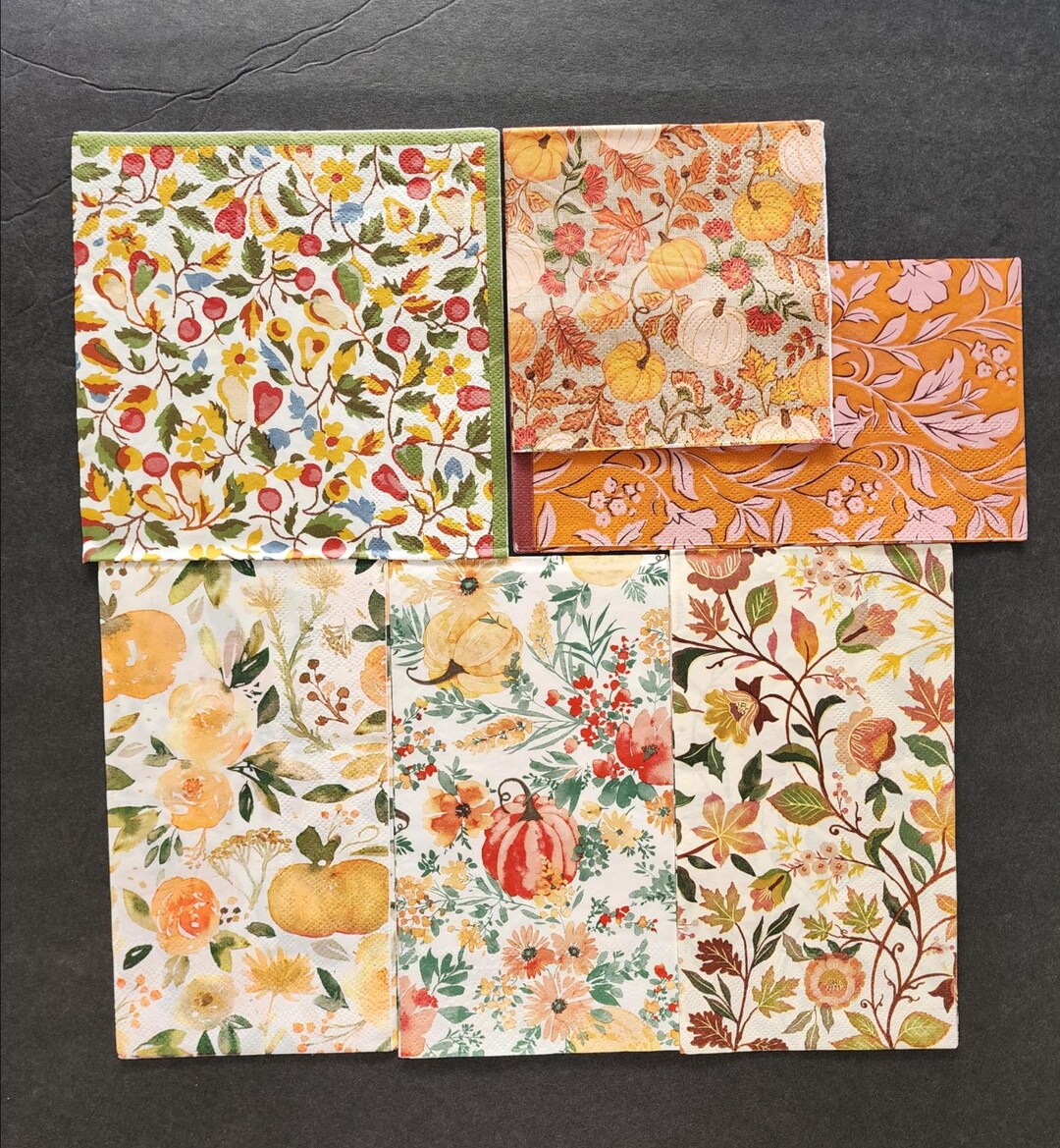 Assortment of 6 Fall Paper Napkins for Decoupage, Craft Paper - Etsy