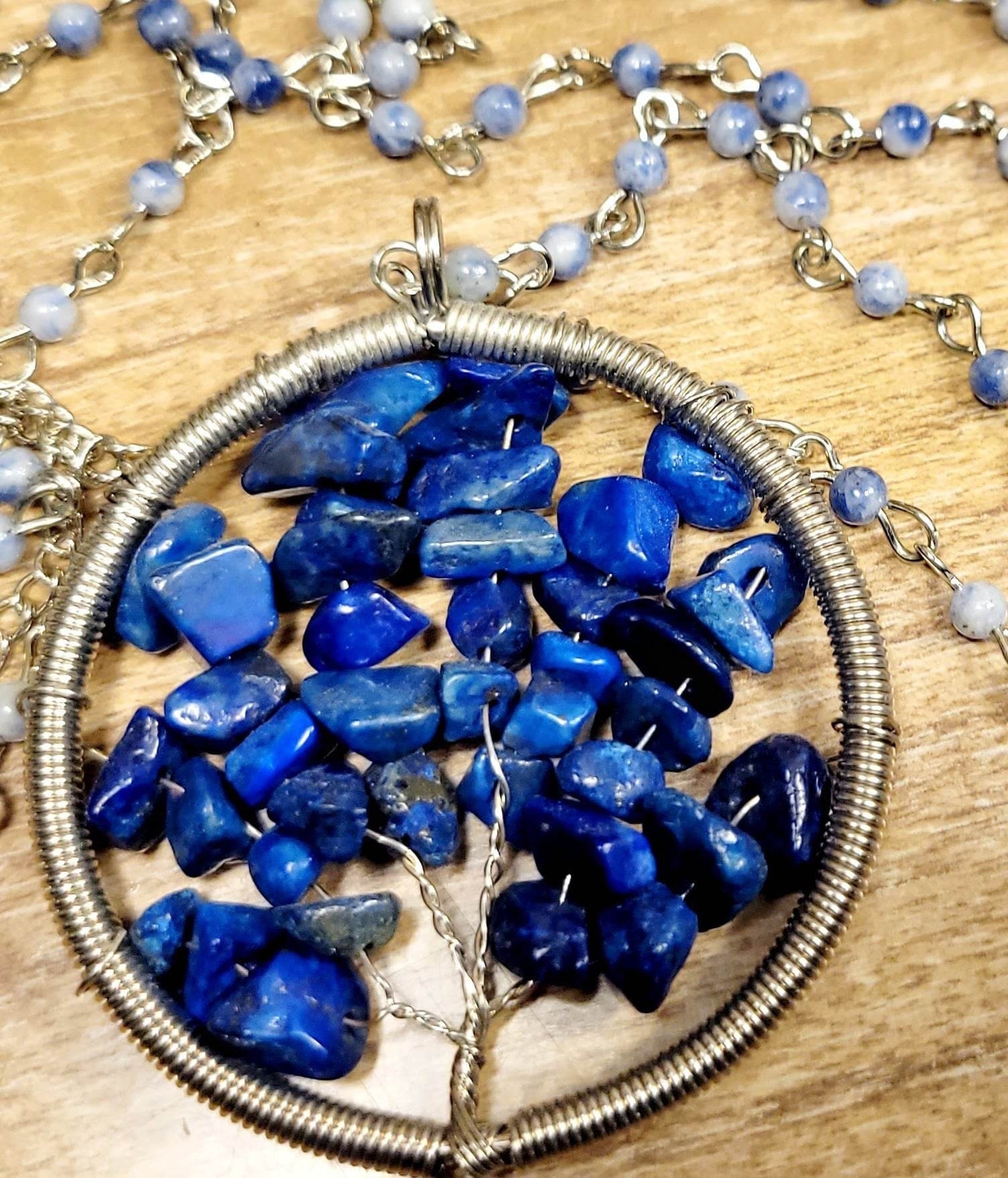 Real Lapis Lazuli Stone Tree of Life Necklace 24 Inch Chainwith ...