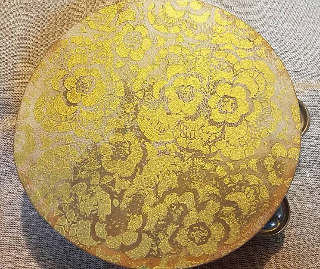 Hand Painted Gold Lace Wedding or Bat Mitzvah Tambourine 8' Inch MADE ...