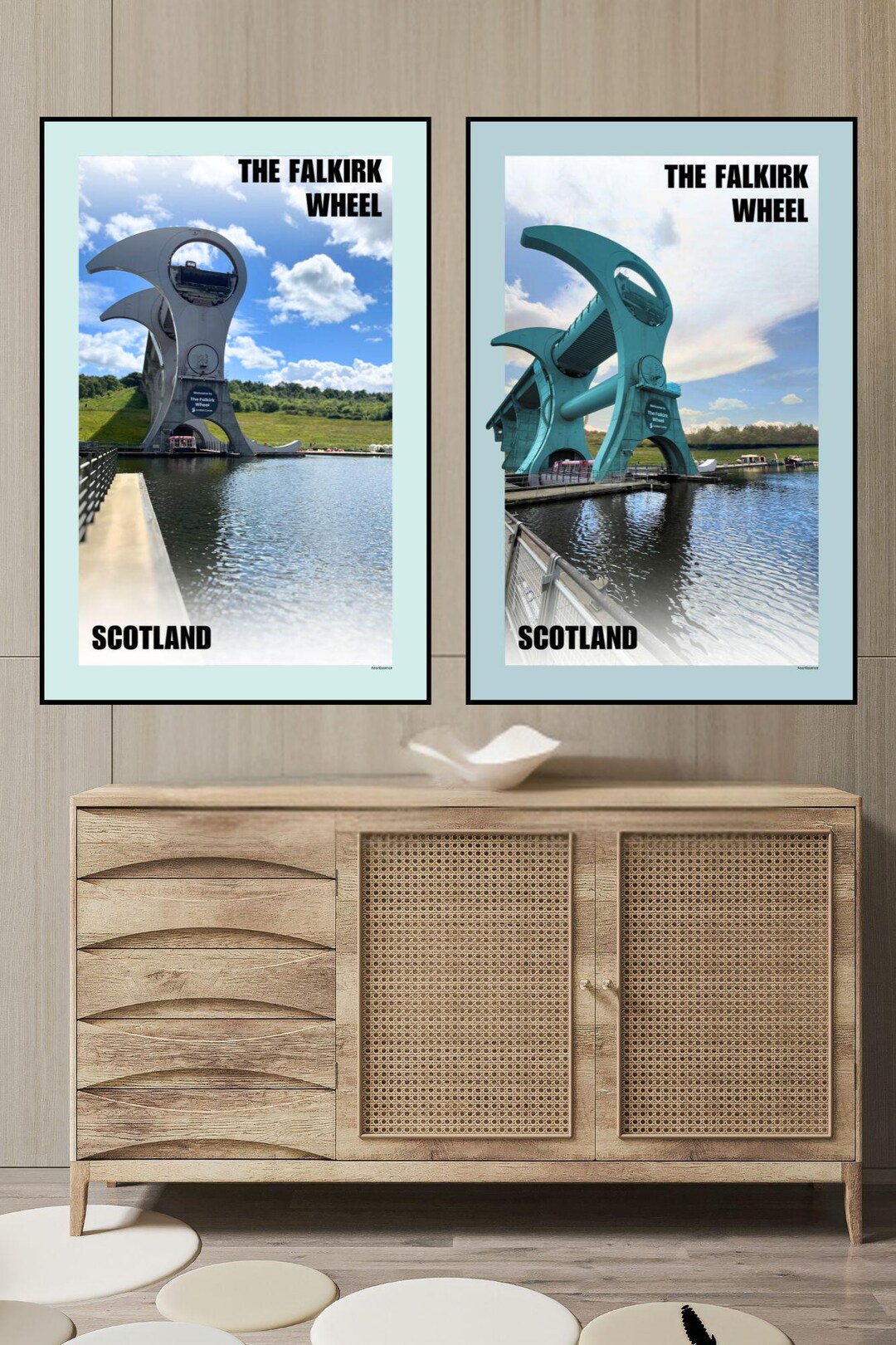 Falkirk Wheel Travel Poster, Transport and Engineering in Scotland ...