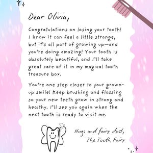 Tooth Fairy Letter | Congratulations on Losing Your Tooth | Making ...