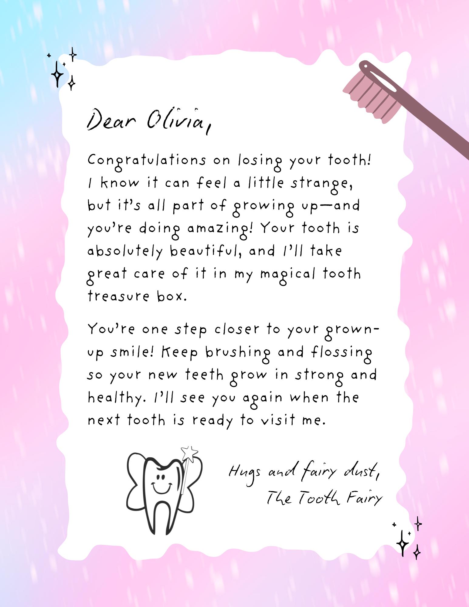 Tooth Fairy Letter | Congratulations on Losing Your Tooth | Making ...