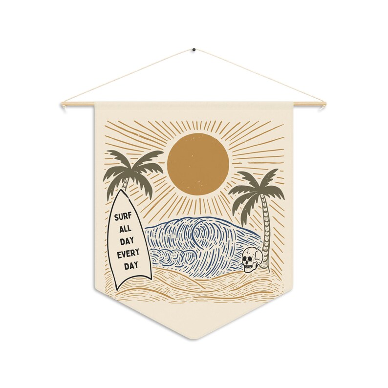 Surfing Pennant Banner: Coastal Boho Wall Decor, Beach House Tapestry ...
