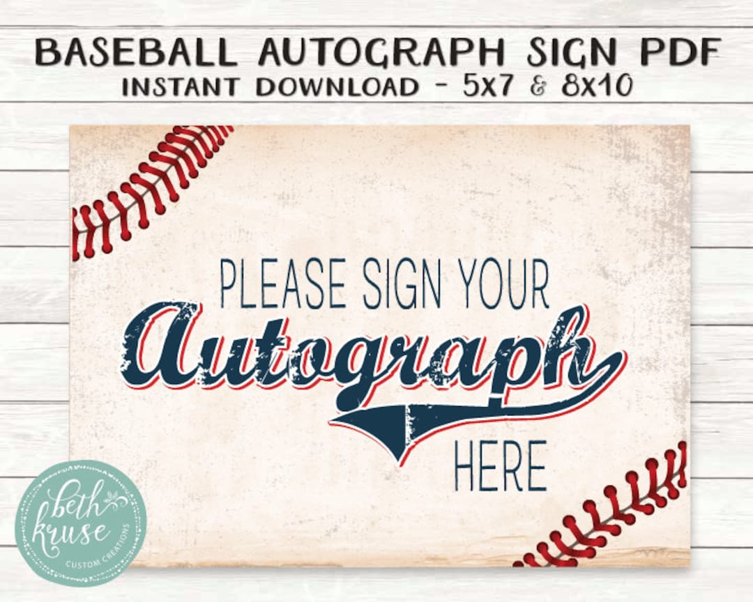 Baseball Autographs Printable Sign PDF File INSTANT - Etsy