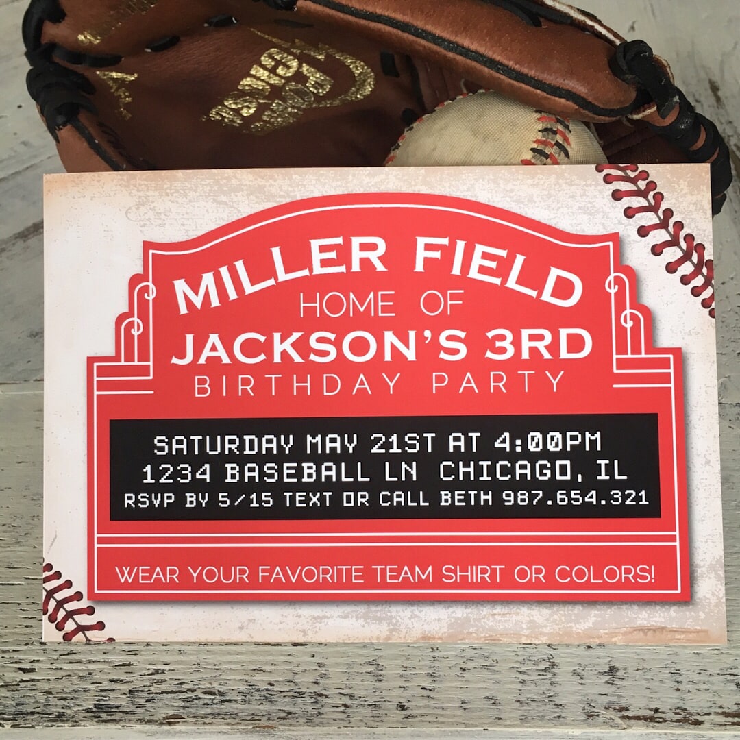 Baseball Invite Marquee Design 5x7 Invitation by Beth Kruse Custom ...