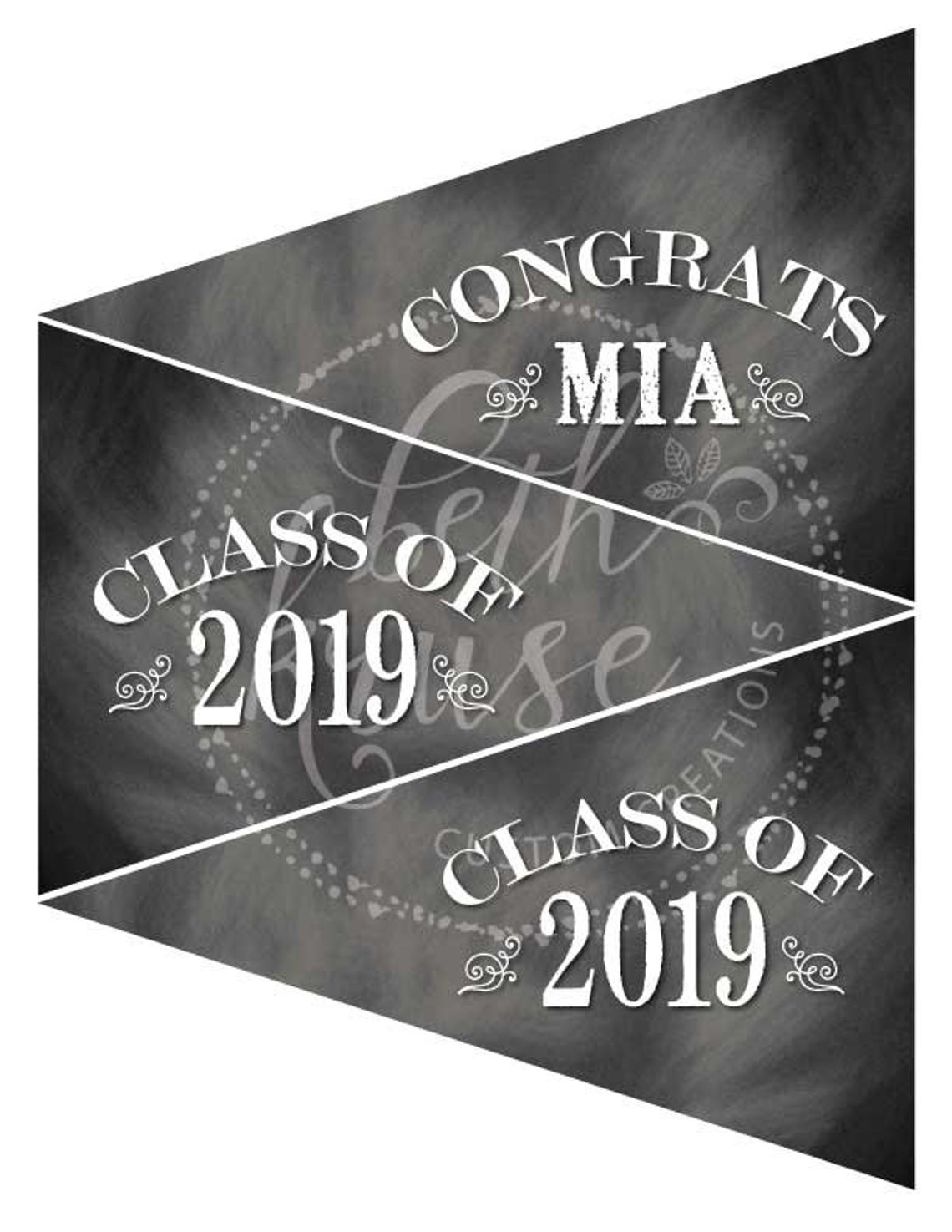 Graduation Personalized Pennant Centerpiece Printable PDF - Etsy