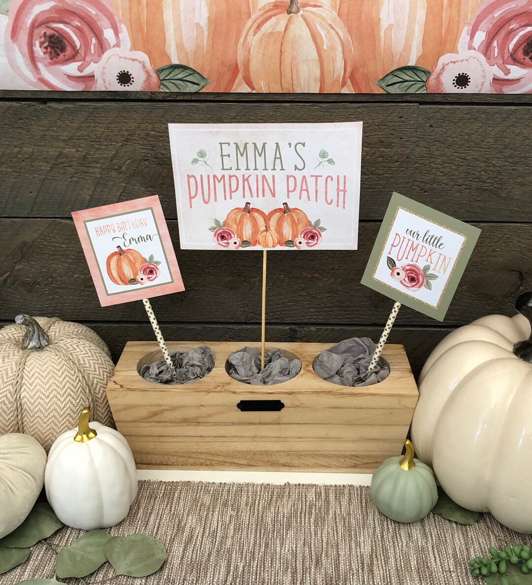 Pumpkin Patch Centerpiece Signs Watercolor Our Little Pumpkin by Beth ...