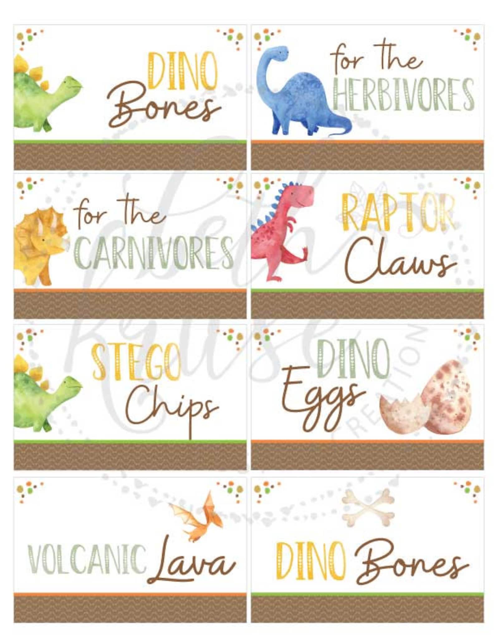 Dinosaur Food Labels Customized Printable PDF Files - Etsy