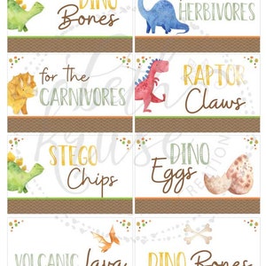 Dinosaur Food Labels -- Customized Printable PDF Files -- Neutral ...