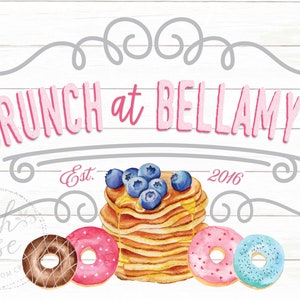 Breakfast Party Backdrop - Personalized Cafe Sign - Printable PDF ...
