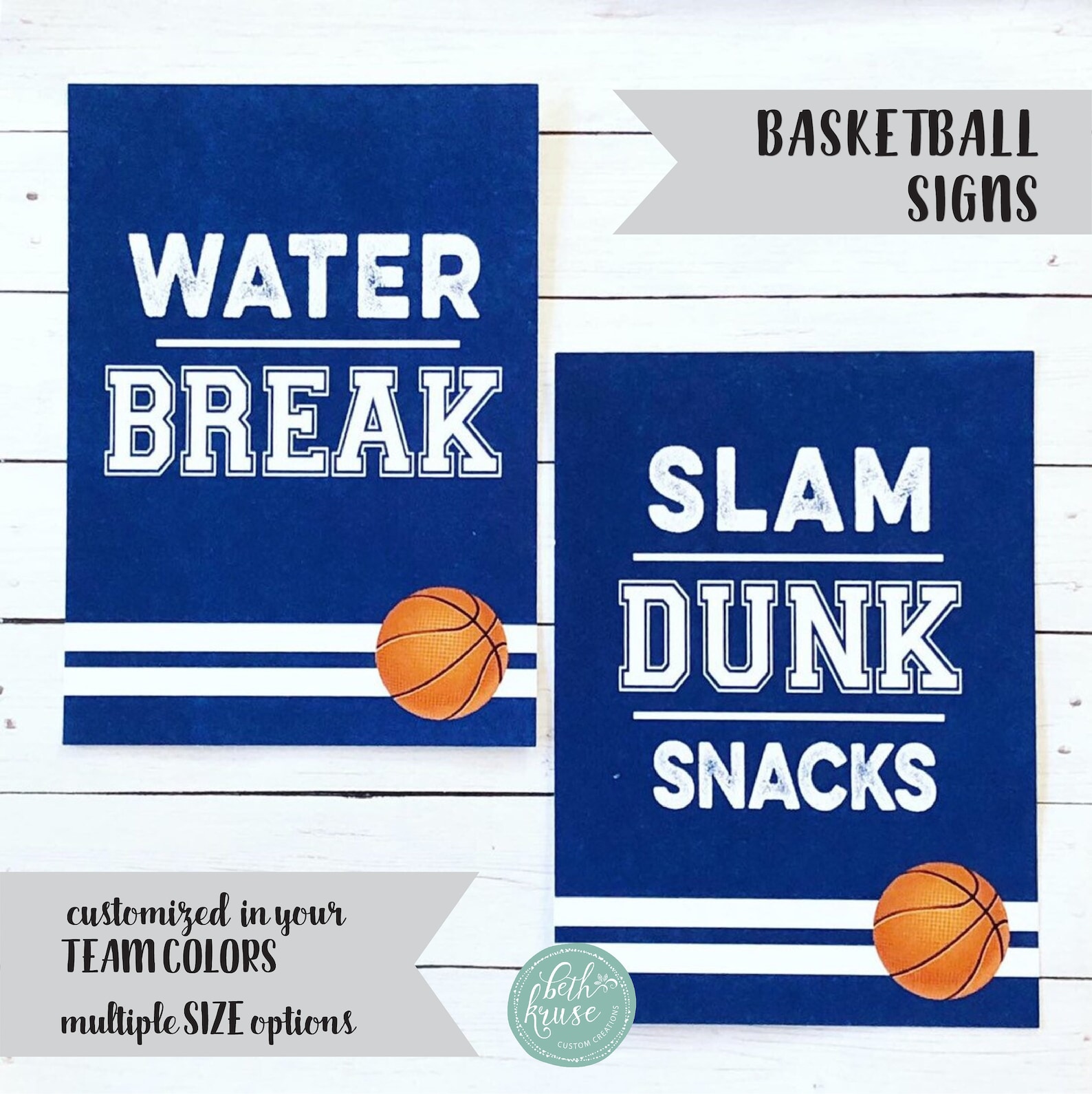 Basketball Party Signs: Custom Team Colors (PDF Files) - Etsy