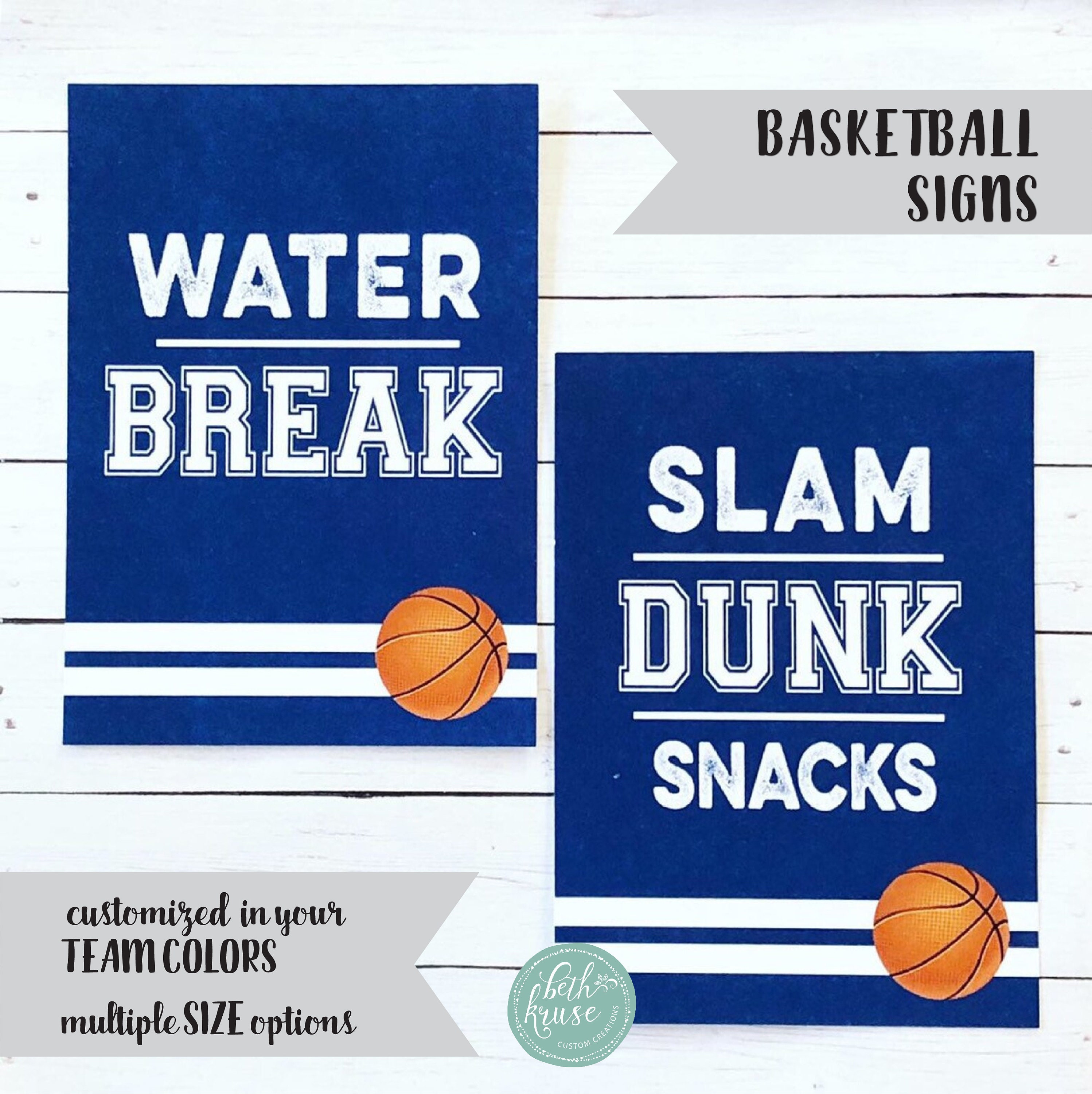 Basketball Party Signs: Custom Team Colors (PDF Files) - Etsy